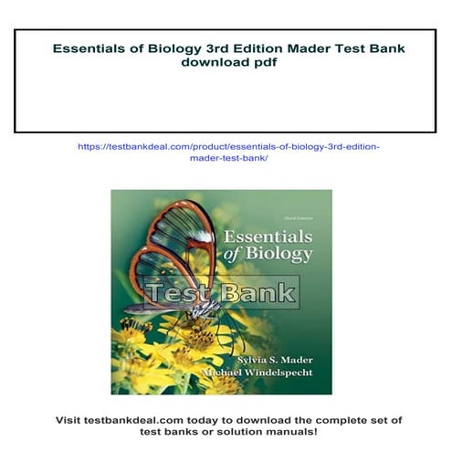 Essentials of Biology 3rd Edition Mader Test Bank | PDF