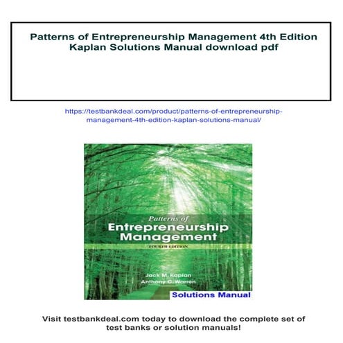 Patterns of Entrepreneurship Management 4th Edition Kaplan Solutions ...