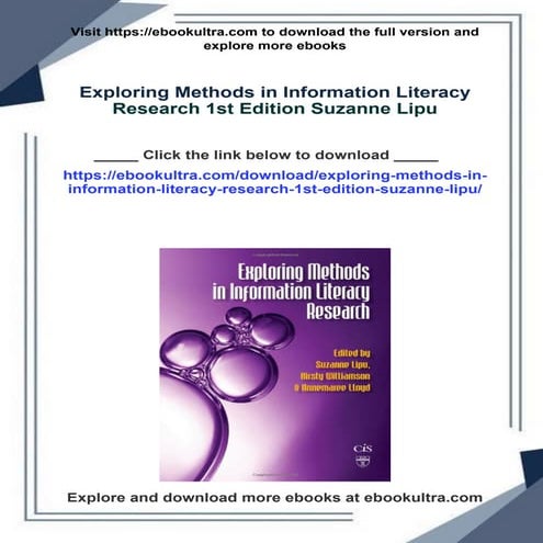 Exploring Methods in Information Literacy Research 1st Edition Suzanne ...
