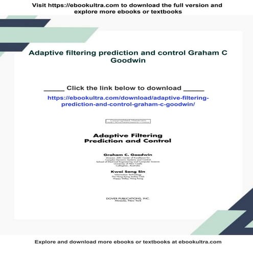 Adaptive filtering prediction and control Graham C Goodwin | PDF