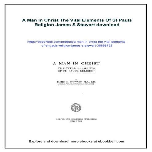 A Man In Christ The Vital Elements Of St Pauls Religion James S Stewart ...