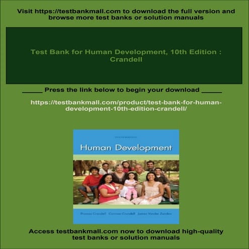 Test Bank for Human Development, 10th Edition : Crandell | PDF