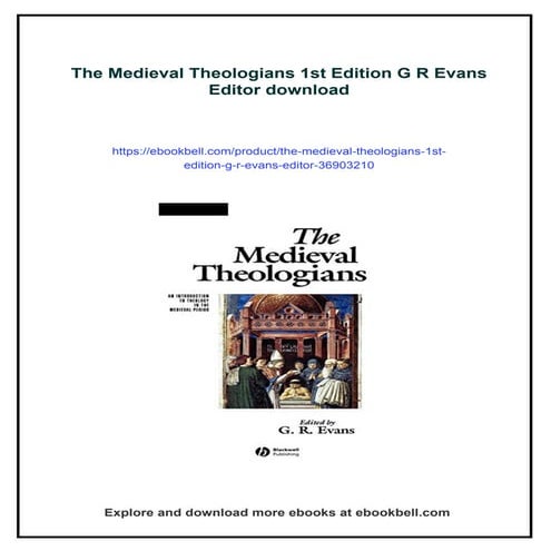 The Medieval Theologians 1st Edition G R Evans Editor | PDF