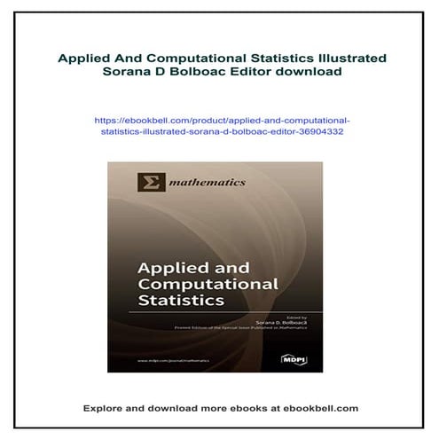 Applied And Computational Statistics Illustrated Sorana D Bolboac Editor | PDF