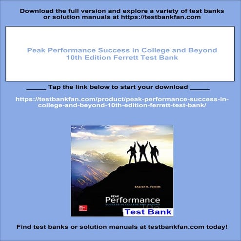 Peak Performance Success in College and Beyond 10th Edition Ferrett ...