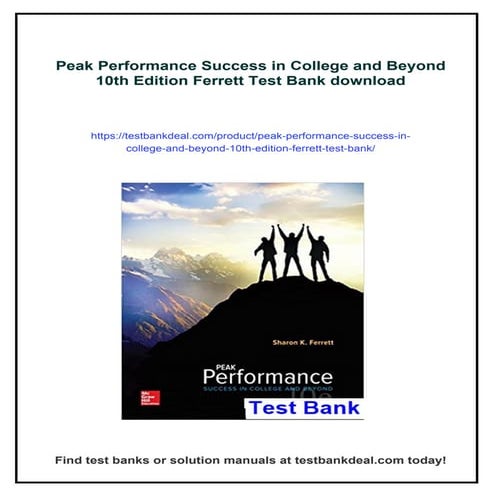 Peak Performance Success in College and Beyond 10th Edition Ferrett ...