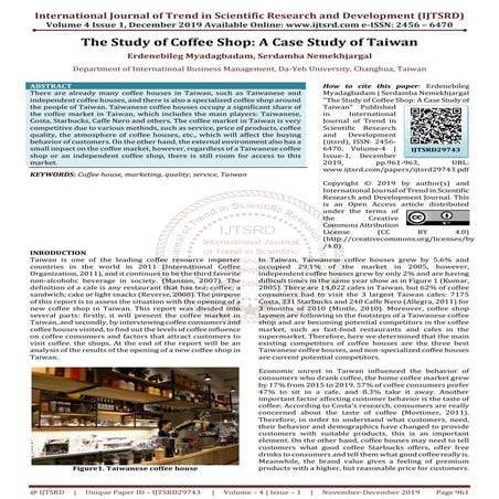 The Study of Coffee Shop: A Case Study of Taiwan | PDF