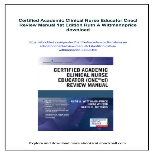 Certified Academic Clinical Nurse Educator Cnecl Review Manual 1st ...