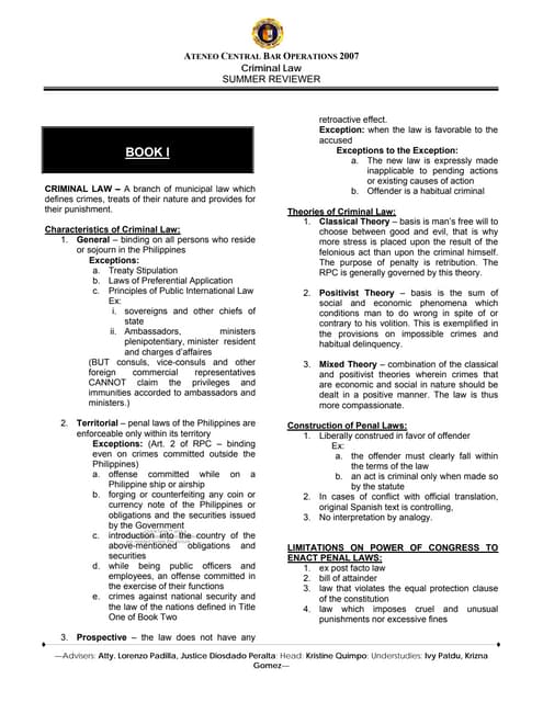 Criminal-Law book 1. base on the RPC OF THE PHILIPPINES | PDF | Law