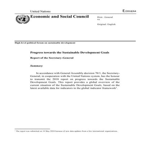 SDGs Progress Report 2018 | PDF | Geography | Science