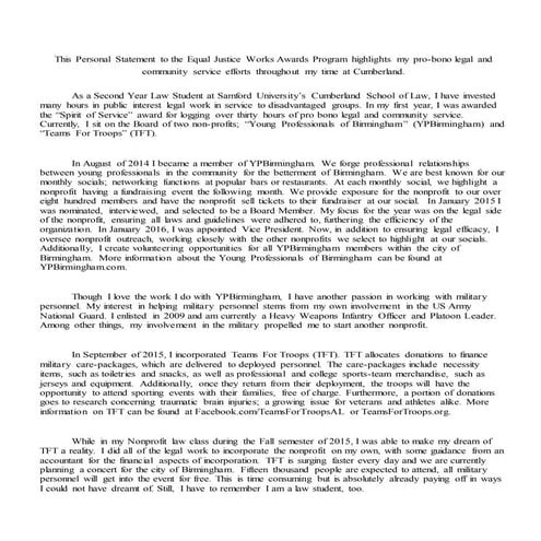 Equal Justice Works - Personal Statement | DOCX