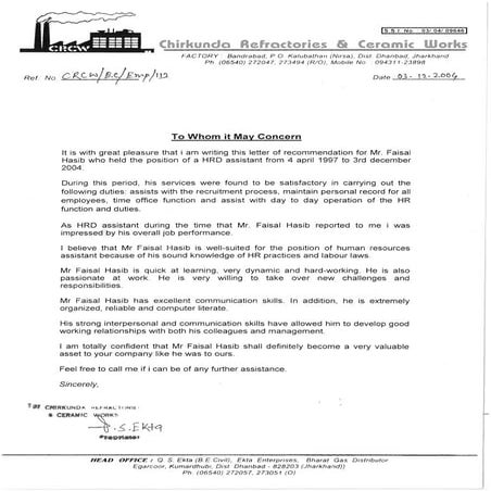 RECOMENDATION LETTER | PDF