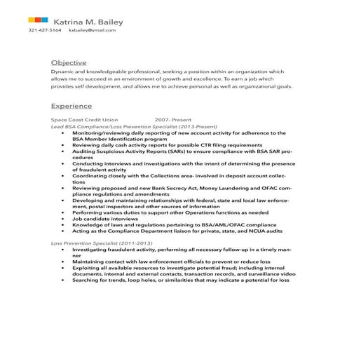 Katrina M Bailey- Resume | PDF