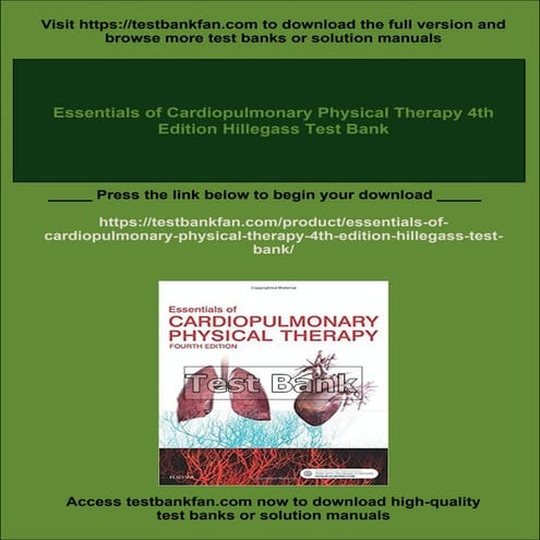Essentials of Cardiopulmonary Physical Therapy 4th Edition Hillegass ...