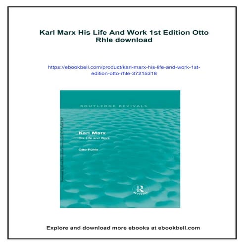 Karl Marx His Life And Work 1st Edition Otto Rhle | PDF