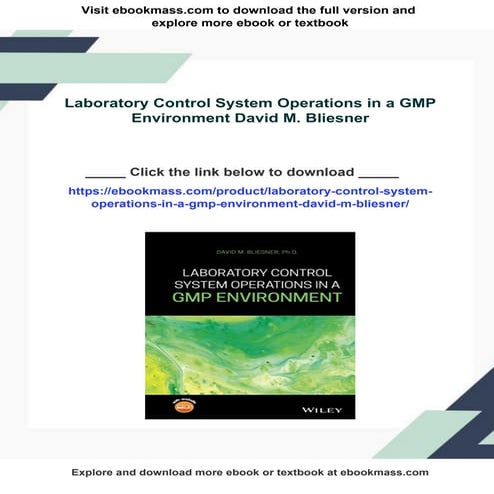 Laboratory Control System Operations in a GMP Environment David M ...