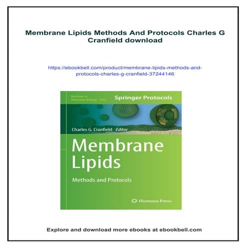 Membrane Lipids Methods And Protocols Charles G Cranfield | PDF