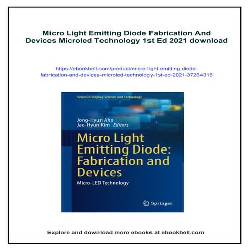 Micro Light Emitting Diode Fabrication And Devices Microled Technology 1st Ed 2021 | PDF