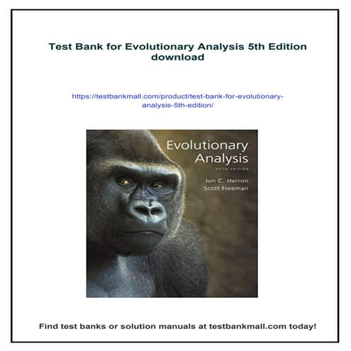 Test Bank for Evolutionary Analysis 5th Edition | PDF