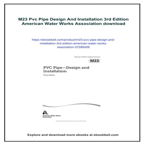 M23 Pvc Pipe Design And Installation 3rd Edition American Water Works ...