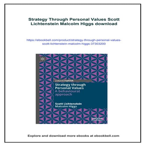 Strategy Through Personal Values Scott Lichtenstein Malcolm Higgs | PDF