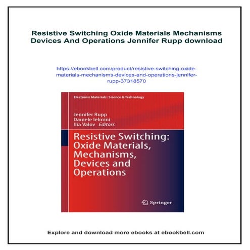 Resistive Switching Oxide Materials Mechanisms Devices And Operations ...