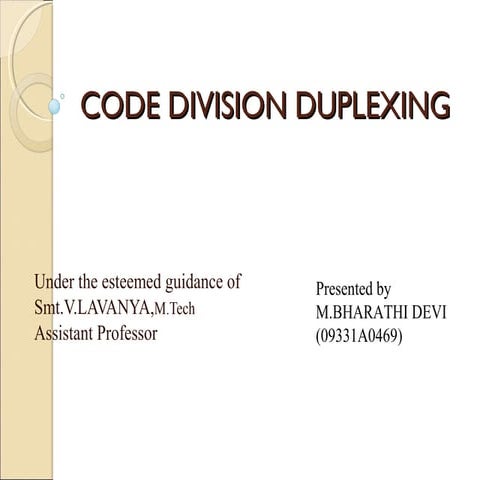 Code division Duplexing | PPT