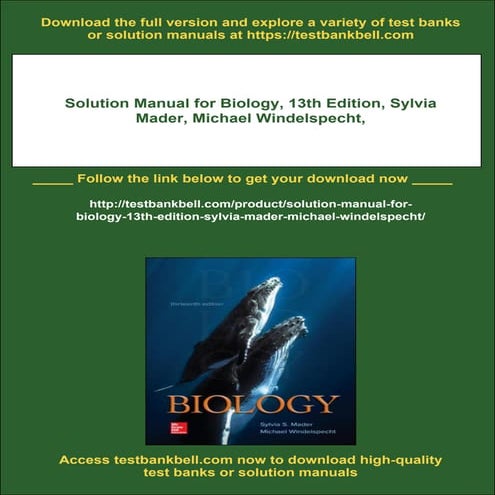 Solution Manual for Biology, 13th Edition, Sylvia Mader, Michael Windelspecht, | PDF