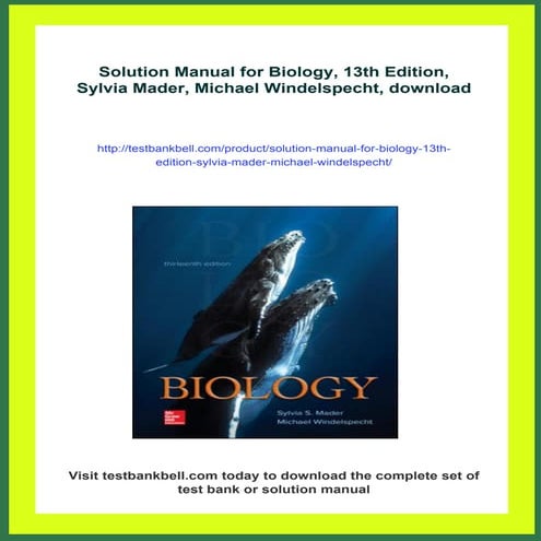 Solution Manual for Biology, 13th Edition, Sylvia Mader, Michael Windelspecht, | PDF