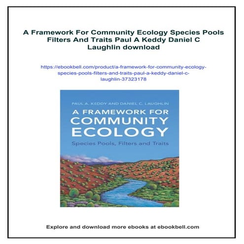 A Framework For Community Ecology Species Pools Filters And Traits Paul ...