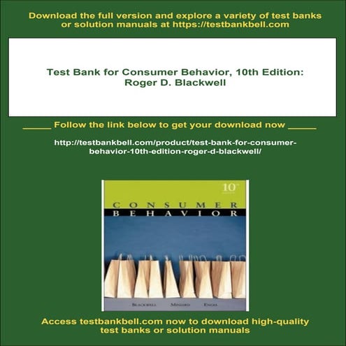 Test Bank for Consumer Behavior, 10th Edition: Roger D. Blackwell | PDF