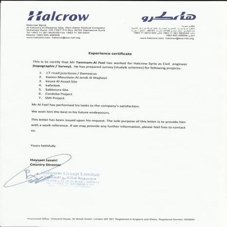 Certificate from halcrow | PDF