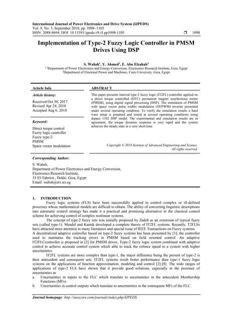 Implementation Of Type 2 Fuzzy Logic Controller In Pmsm Drives Using Dsp Pdf 4685