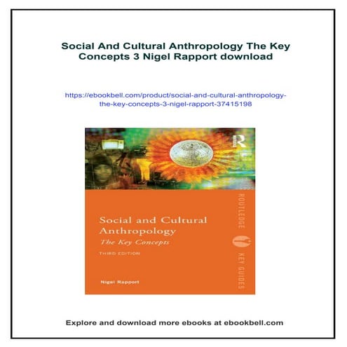 Social And Cultural Anthropology The Key Concepts 3 Nigel Rapport | PDF