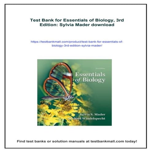 Test Bank for Essentials of Biology, 3rd Edition: Sylvia Mader | PDF