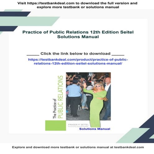 Practice of Public Relations 12th Edition Seitel Solutions Manual | PDF
