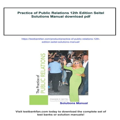 Practice of Public Relations 12th Edition Seitel Solutions Manual | PDF