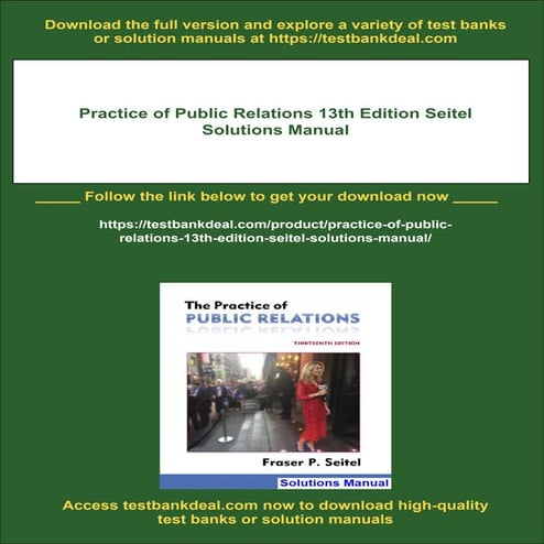 Practice of Public Relations 13th Edition Seitel Solutions Manual | PDF