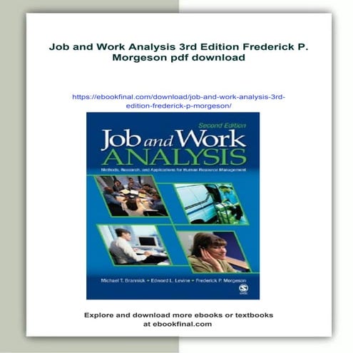 Job and Work Analysis 3rd Edition Frederick P. Morgeson | PDF
