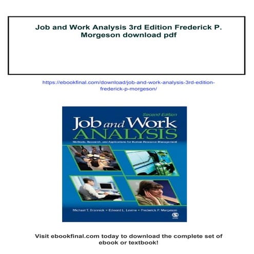 Job and Work Analysis 3rd Edition Frederick P. Morgeson | PDF