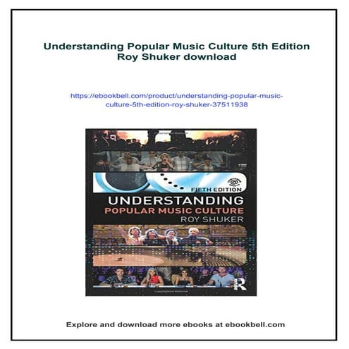 Understanding Popular Music Culture 5th Edition Roy Shuker | PDF
