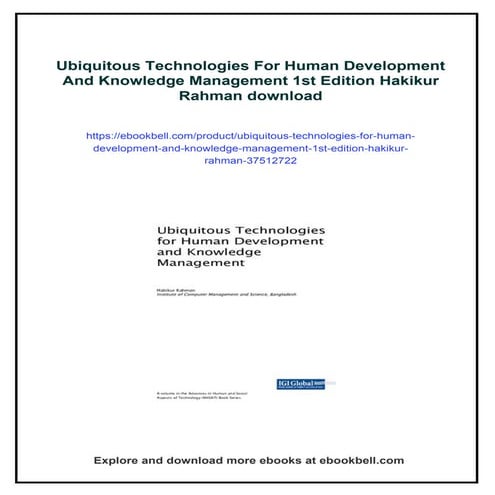 Ubiquitous Technologies For Human Development And Knowledge Management 1st Edition Hakikur ...