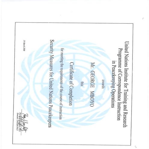DIFFERENT UN CERTIFICATES & UNIVERSITY DIPLOMA FOR Mr George MBOYO | PDF