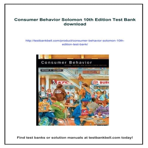 Consumer Behavior Solomon 10th Edition Test Bank | PDF