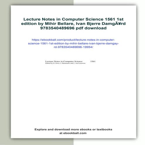Lecture Notes in Computer Science 1561 1st edition by Mihir Bellare ...