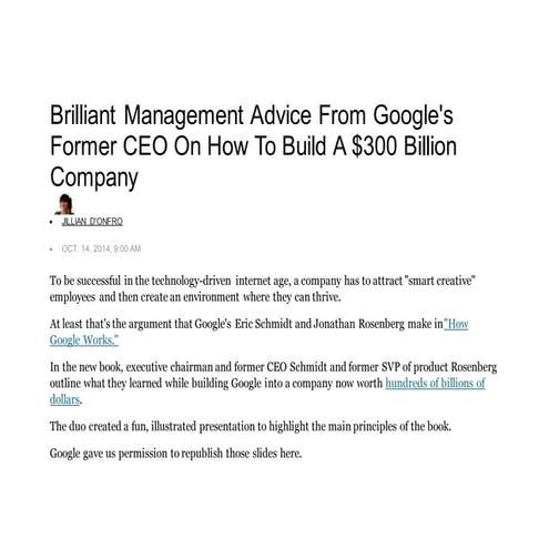HOW GOOGLE WORKS - Eric Schmidt & Jonathan Rosenberg | PDF