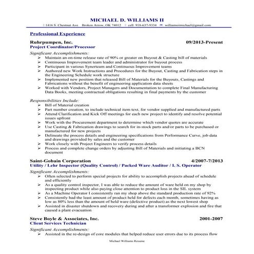 Michael Williams Resume 2-2017 | DOC