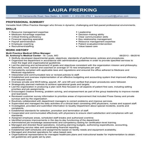 Laura Resume November 2016 | DOC | Healthcare Industry | Industries