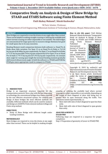 Analysis of Different Span of Skew Slab Bridge by STAAD PRO V8I Software using Finite Element ...