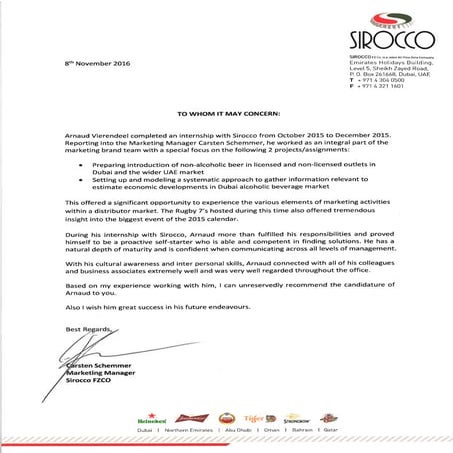 Arnaud Vierendeel-Reference Letter-081116 | PDF